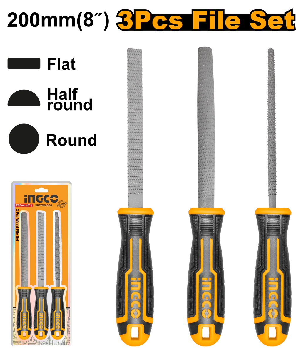 INGCO HKTFW0308 3 Pcs wood file set - VOH SUPPLIERS
